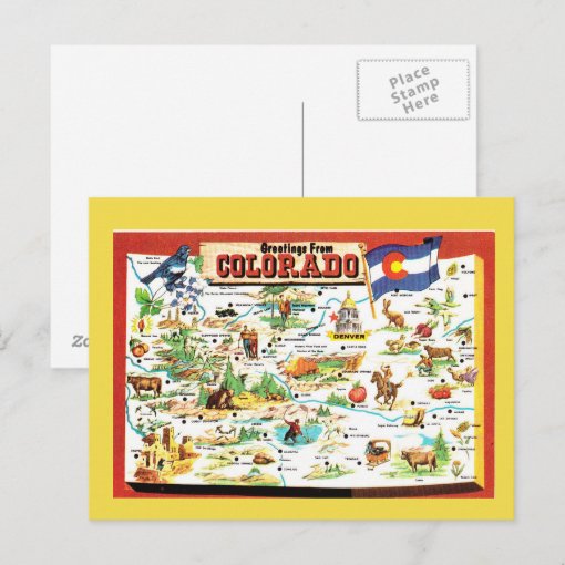 Colorado State Map Postcard | Zazzle