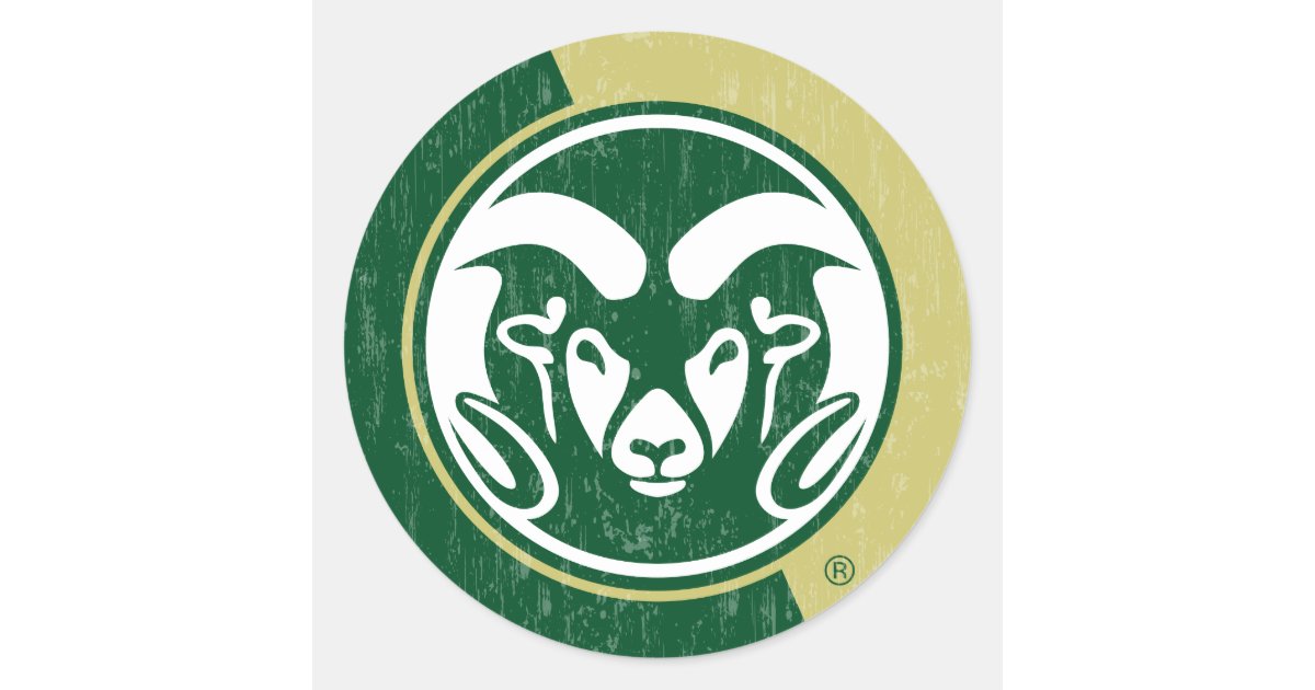 Colorado State University Color Block Distressed Classic Round Sticker ...