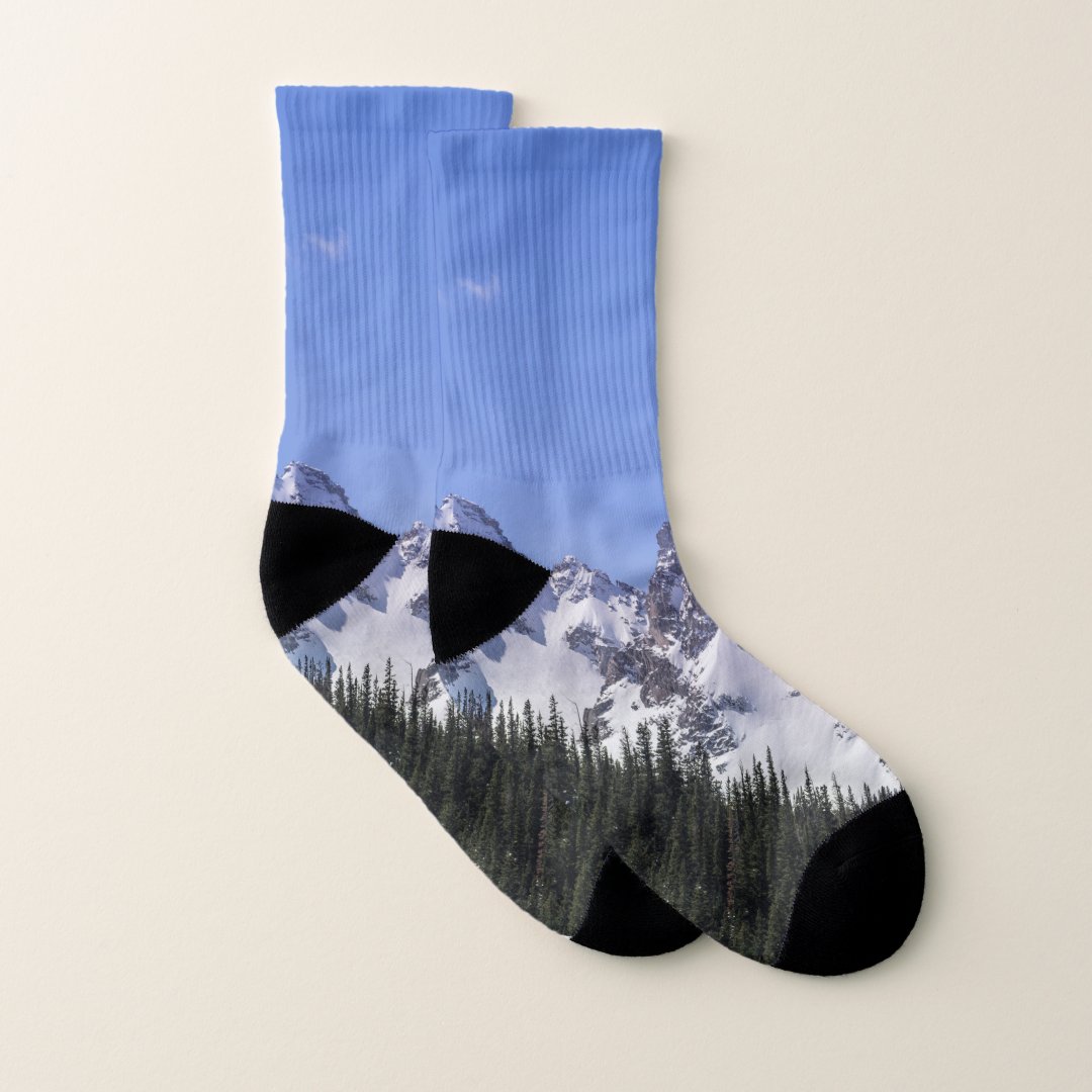 Colorado Winter Mountain Peaks Socks | Zazzle