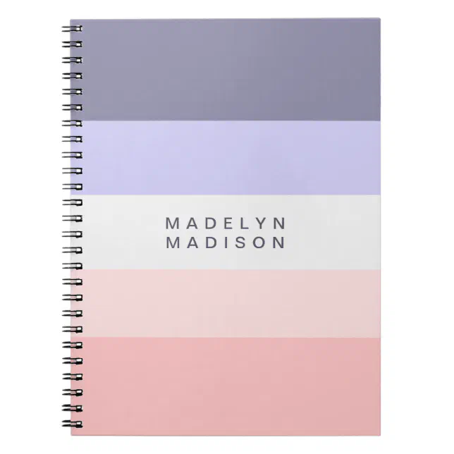Colorblock Horizontal Stripe Peach & Purple Notebook | Zazzle