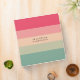 Colorblock Horizontal Stripe Pink & Green Monogram 3 Ring Binder | Zazzle