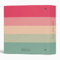 Colorblock Horizontal Stripe Pink & Green Monogram 3 Ring Binder | Zazzle