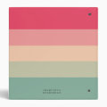 Colorblock Horizontal Stripe Pink & Green Monogram 3 Ring Binder | Zazzle