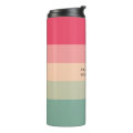Colorblock Horizontal Stripe Pink & Green Monogram Thermal Tumbler | Zazzle