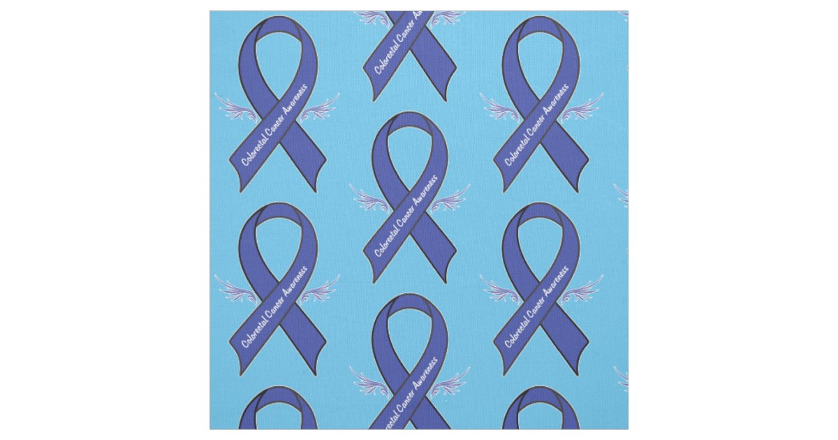 Colorectal Cancer Awareness Ribbon with Wings Fabric | Zazzle