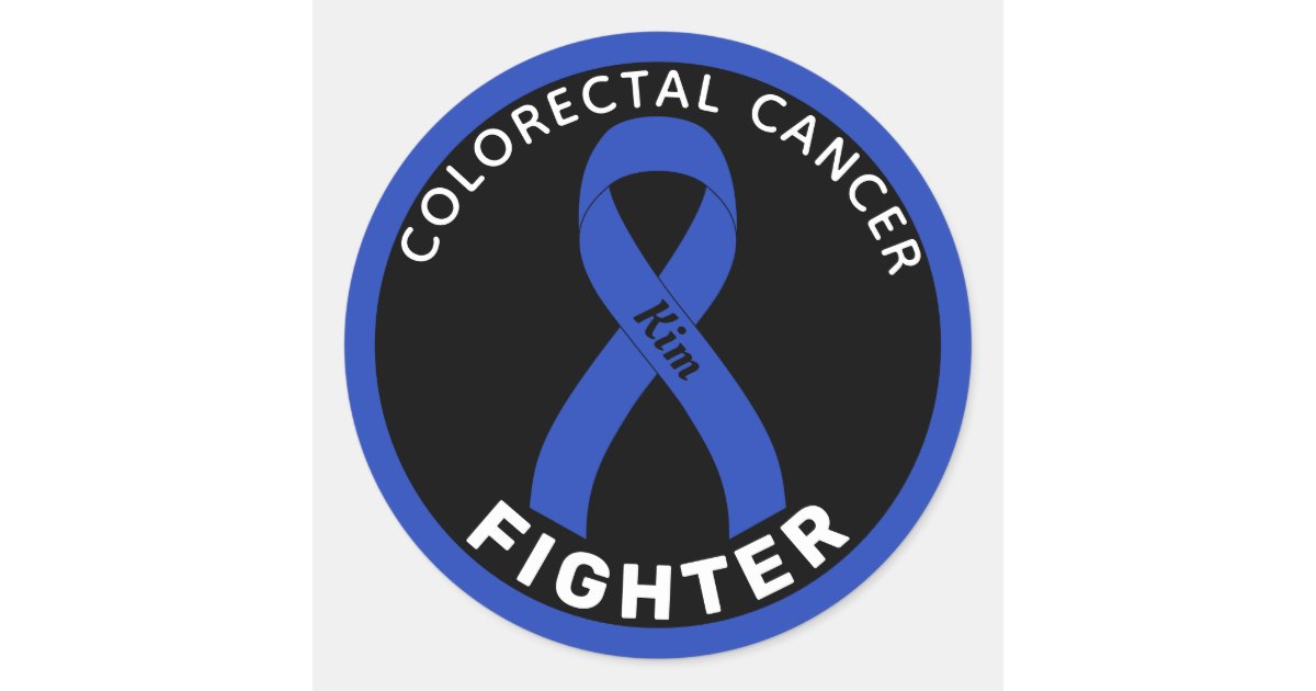 Colorectal Cancer Fighter Ribbon Black Classic Round Sticker | Zazzle