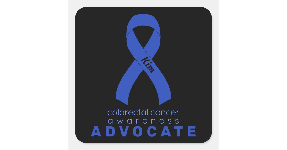 Colorectal Cancer Ribbon Black Square Sticker | Zazzle