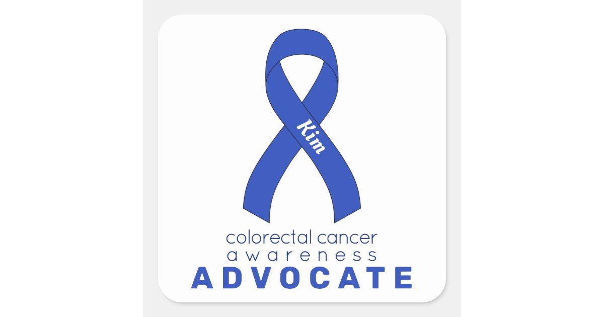Colorectal Cancer Ribbon White Square Sticker | Zazzle