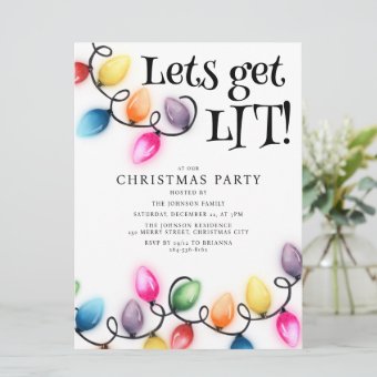 Colored Christmas Lights Photo Christmas Holiday Invitation | Zazzle