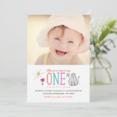 Colored Doodles 1st Birthday Party Invite | Kitty | Zazzle