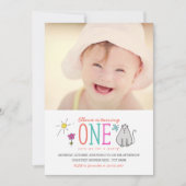 Colored Doodles 1st Birthday Party Invite | Kitty | Zazzle