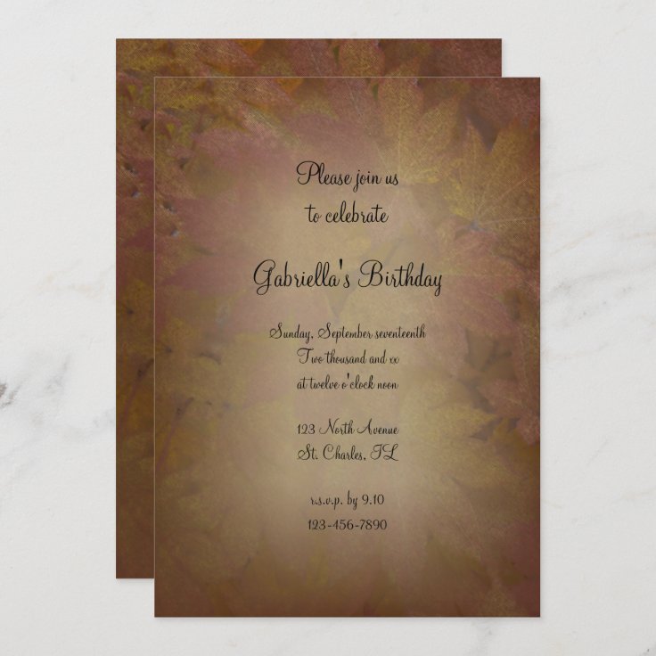 Colored Fall Maple Leaves Birthday Party Invitation | Zazzle