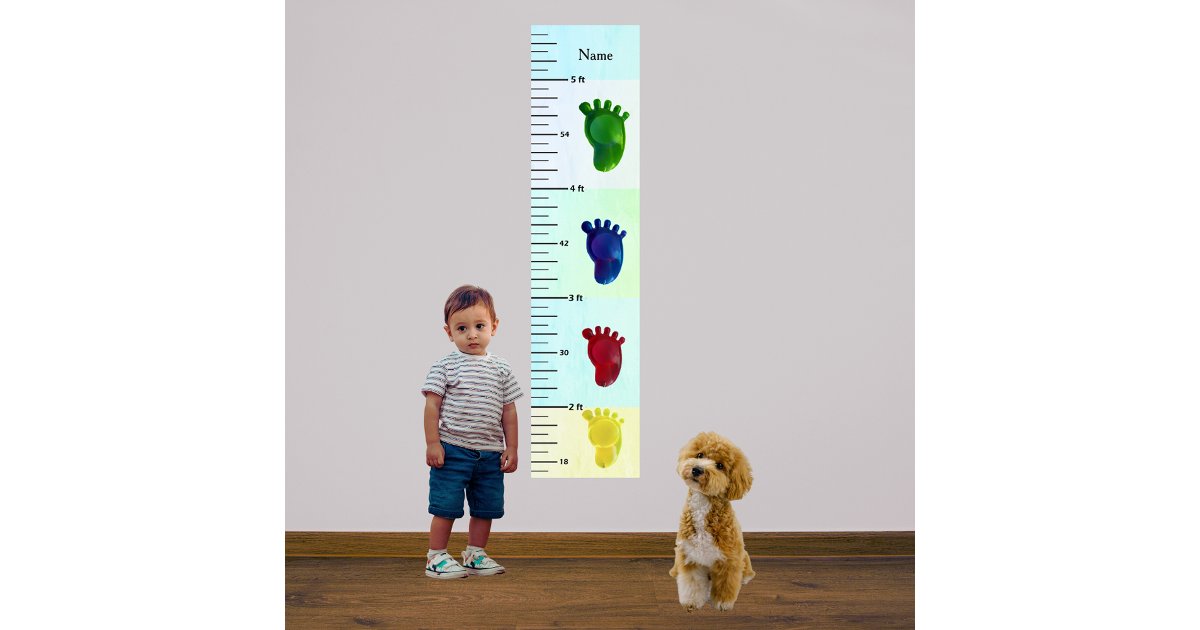 Colored Feet Pastel Growth Chart Add Child's Name | Zazzle