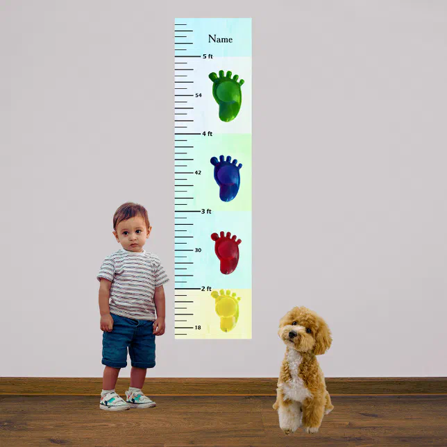 Colored Feet Pastel Growth Chart Add Child's Name | Zazzle