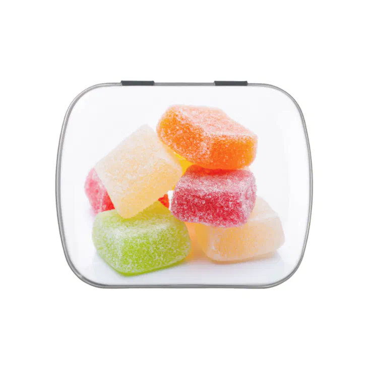 Colored gummy square sweets jelly belly candy tin | Zazzle