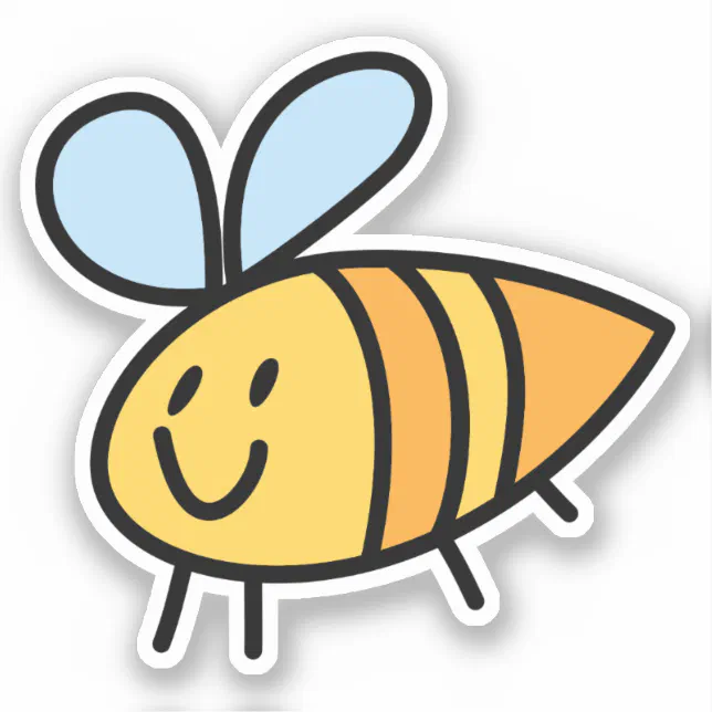 Colored Hand Drawn Bee Custom-Cut Vinyl Sticker | Zazzle