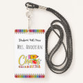 Colored Pencil Teacher Hall Pass for Classroom Badge | Zazzle