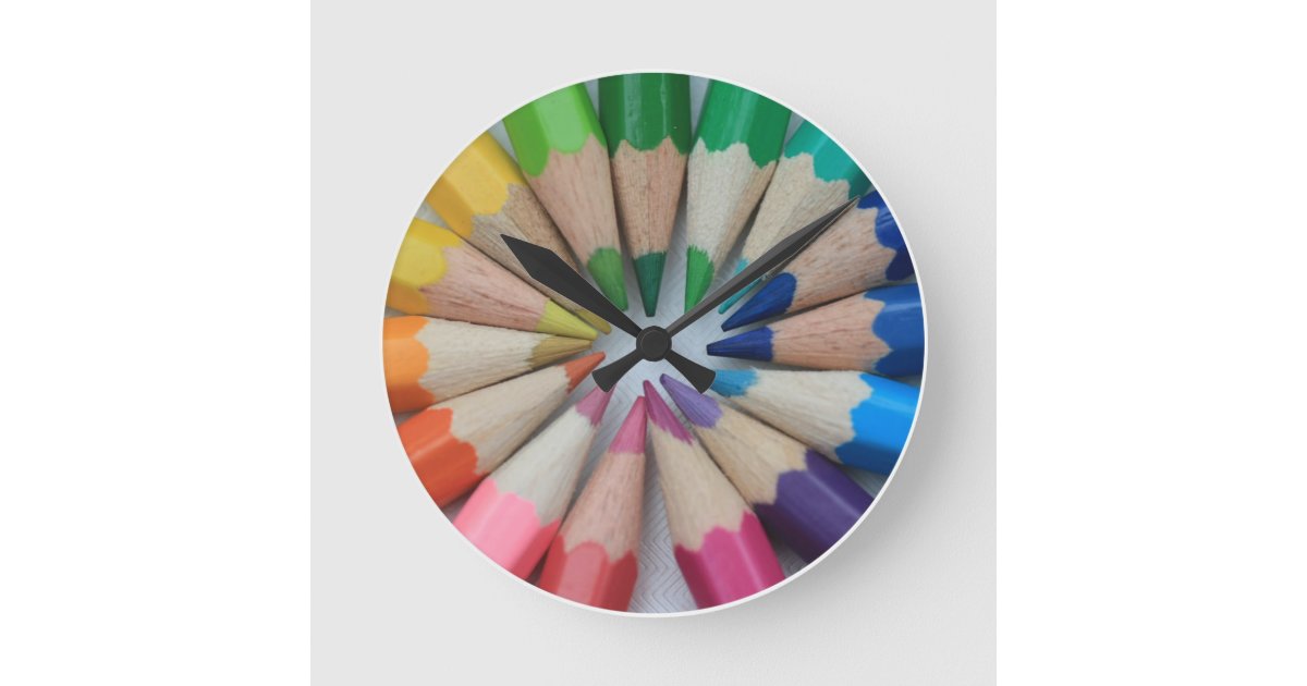 Colored Pencils clock | Zazzle