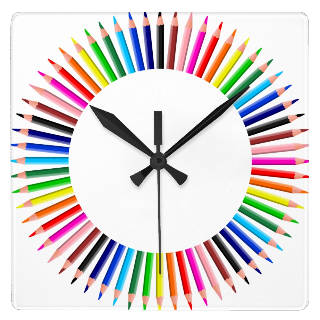 Colored pencils clock | Zazzle