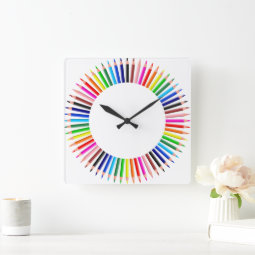 Colored pencils clock | Zazzle