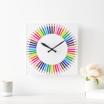 Colored pencils clock | Zazzle