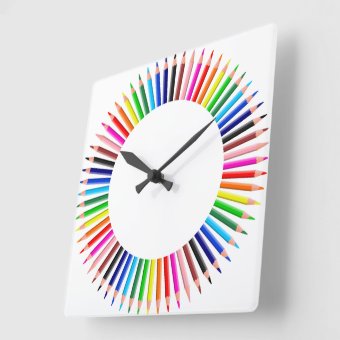 Colored pencils clock | Zazzle