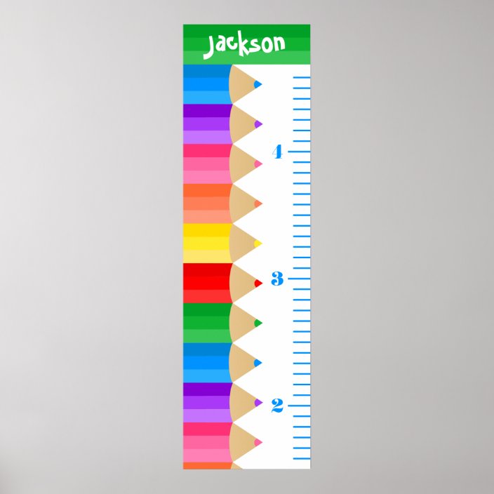 Colored Pencils Kids Growth Chart | Zazzle.com