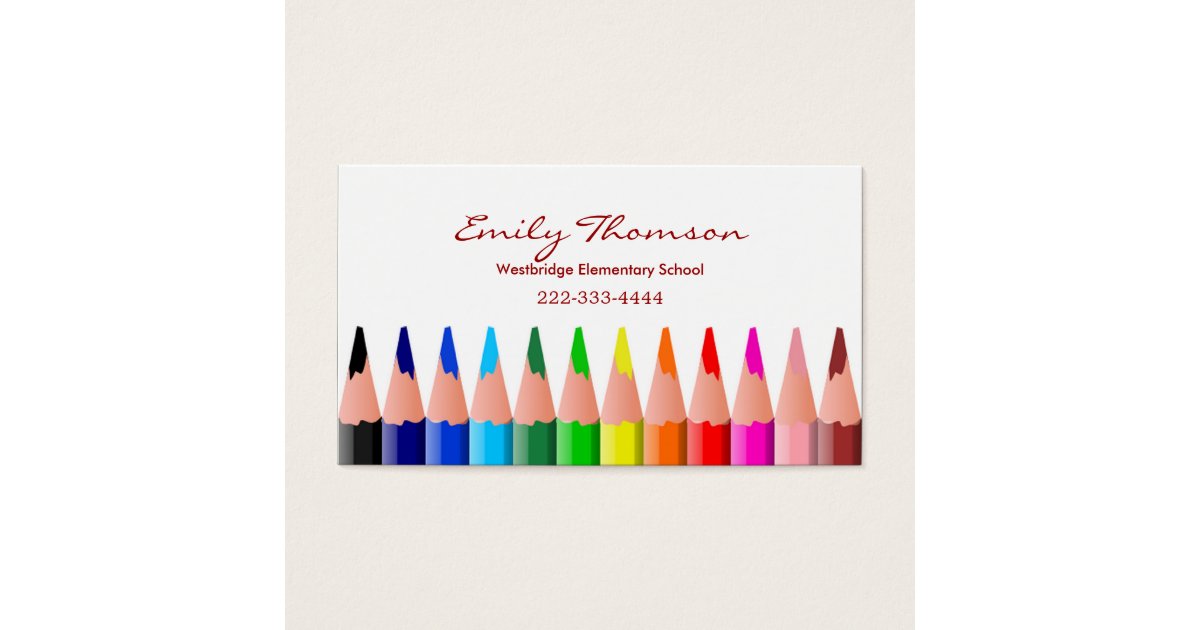 Colored Pencils Teacher's Business Card | Zazzle.com