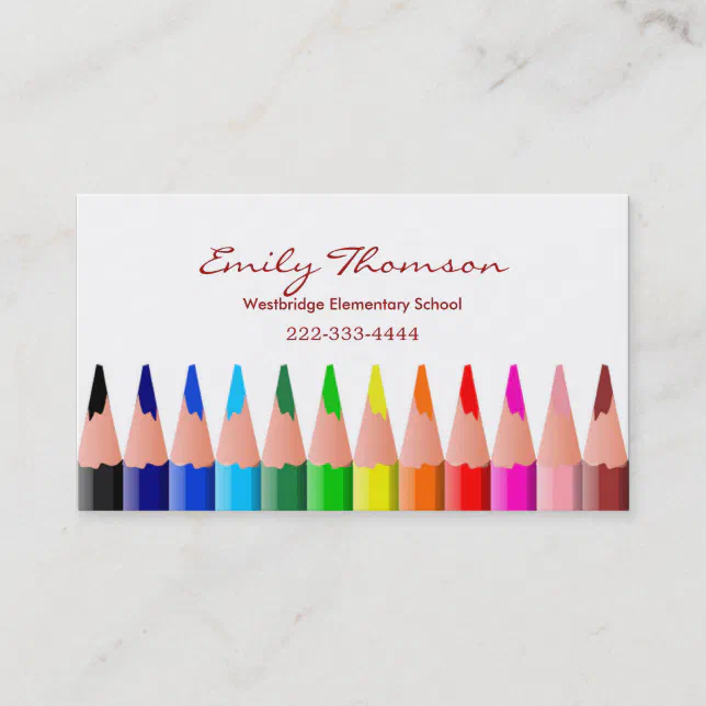 Colored Pencils Teacher's Business Card | Zazzle