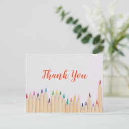 Colored Pencils Thank You Postcard | Zazzle