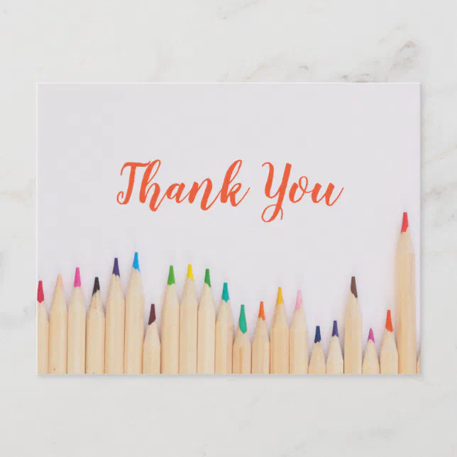 Colored Pencils Thank You Postcard | Zazzle