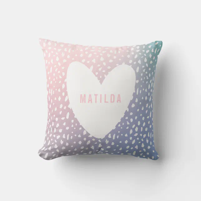 Colored spot print with heart personalized throw pillow | Zazzle