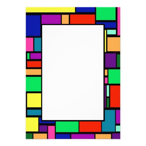 Colored Squares Border 1 Invitation 5" X 7" Invitation Card | Zazzle