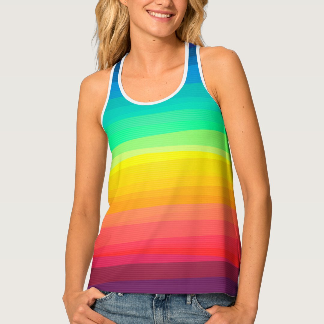 Colored Stripes Background All-Over Print Tank Top | Zazzle