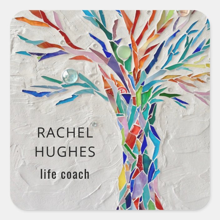Colored Tree Life Coach Square Sticker | Zazzle