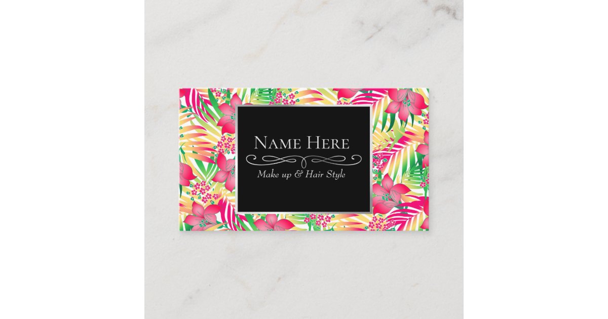Colored tropical flowers business card | Zazzle