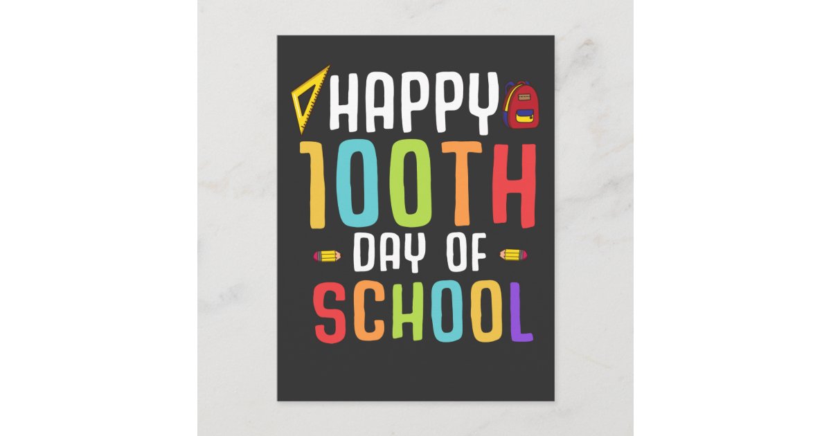 Colorful 100 Days Of School Celebration Postcard | Zazzle