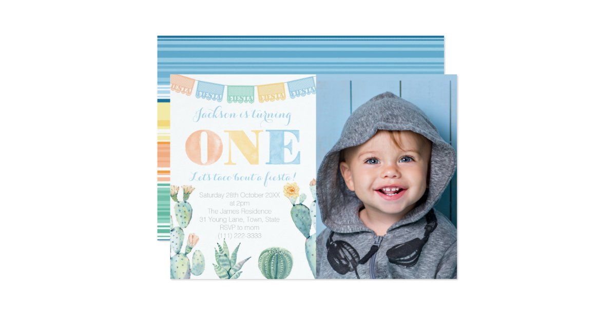 Colorful 1st Fiesta Mexican Birthday Party For Boy Invitation | Zazzle.com