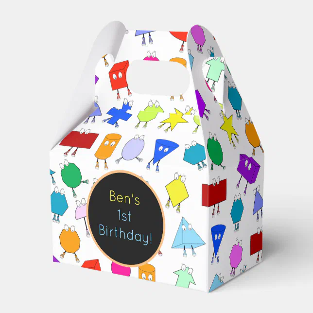 Colorful 2D & 3D Geometric Shapes Pattern for Kids Favor Boxes | Zazzle