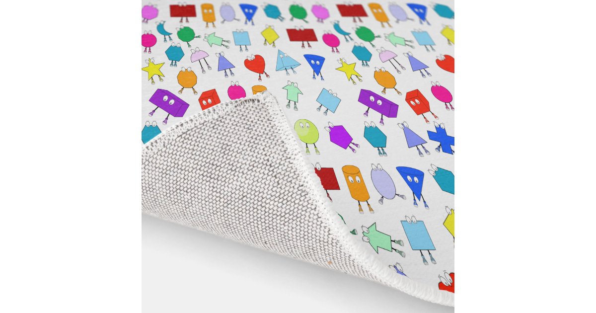 Colorful 2D & 3D Geometric Shapes Pattern for Kids Rug | Zazzle