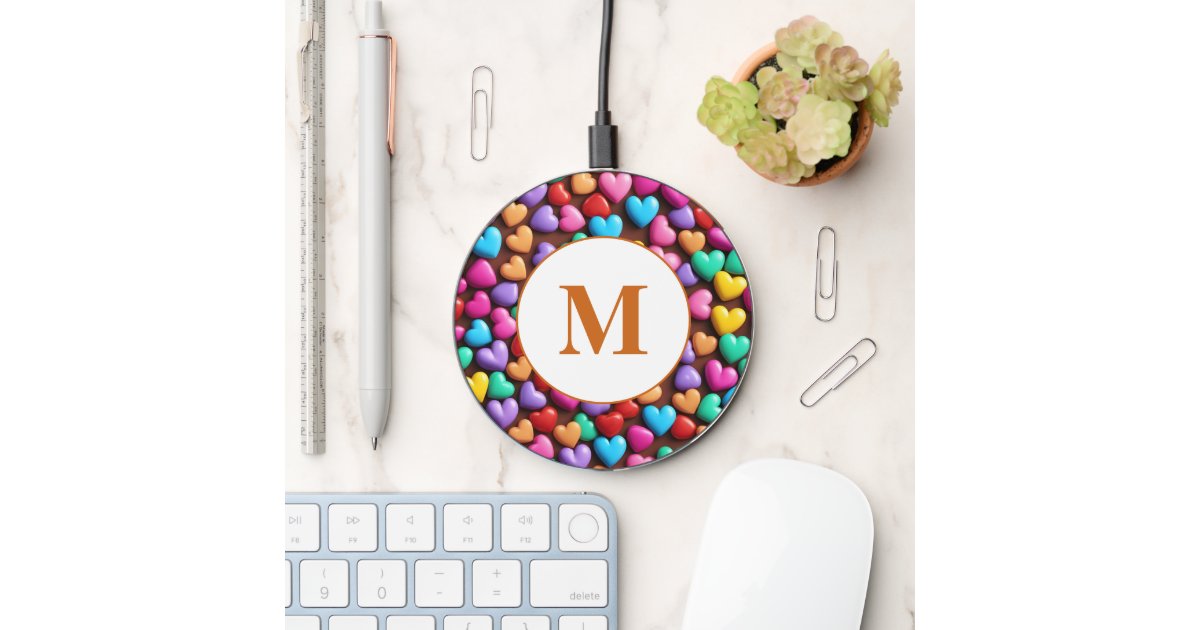 Colorful 3D Hearts, Heart pattern, Valentine's Day Wireless Charger ...