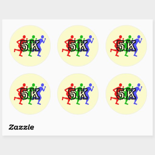 Colorful 5K runners Classic Round Sticker | Zazzle