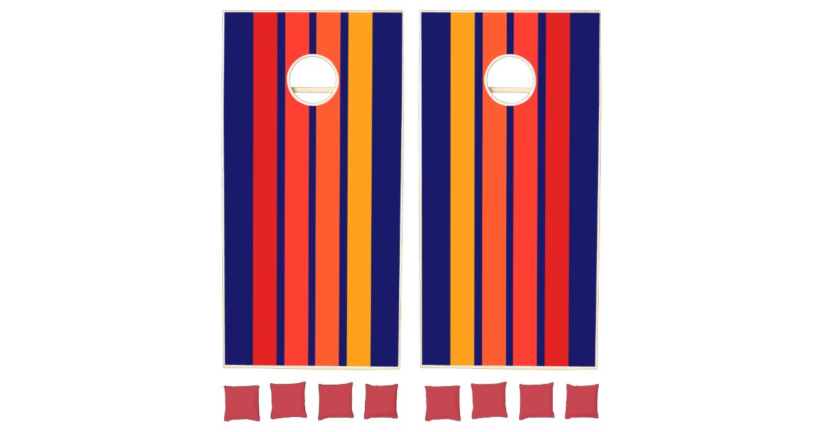 Colorful 70s 80s Retro Striped Stripes Cornhole Set | Zazzle