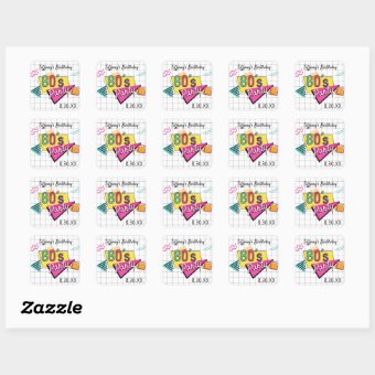 Colorful 80's Party Stickers | Zazzle