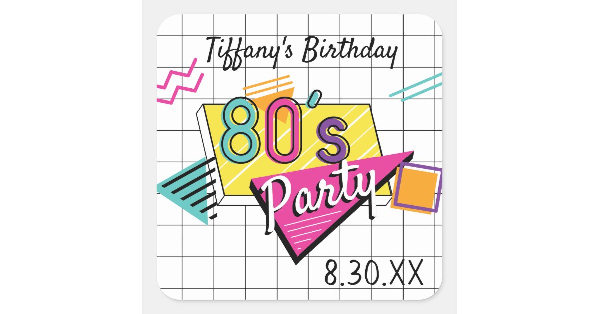 Colorful 80's Party Stickers | Zazzle