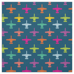 Colorful A-10 Warthog Attack Jet Pattern Primaries Fabric | Zazzle