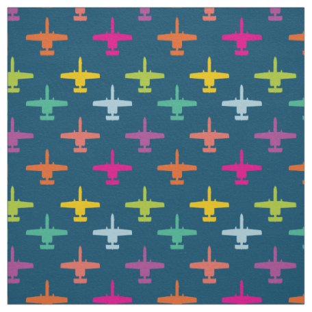 Colorful A-10 Warthog Attack Jet Pattern Primaries Fabric | Zazzle