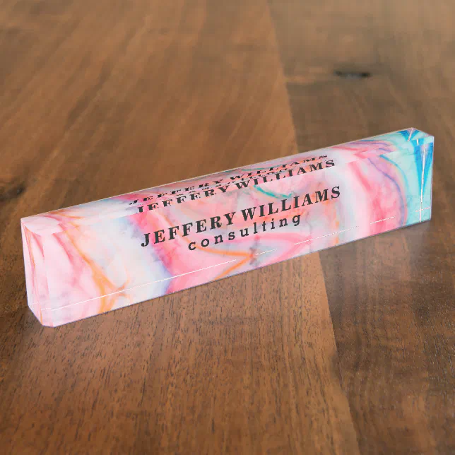 Colorful Abstract Agate Stone Pattern Desk Name Plate | Zazzle