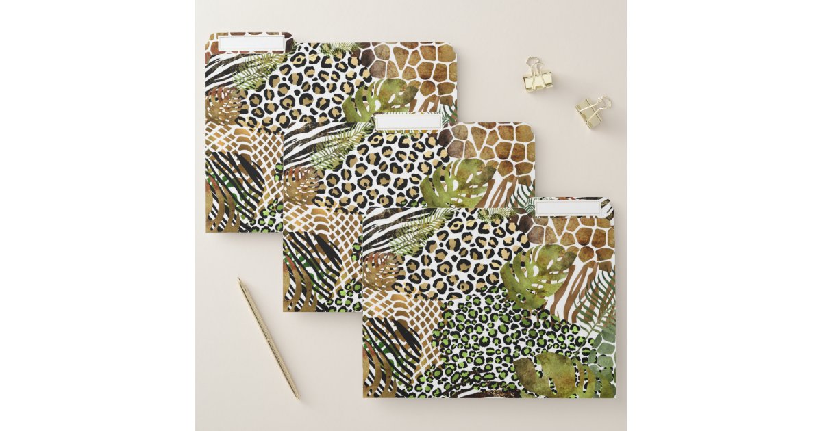 Colorful abstract animal jungle file folder | Zazzle