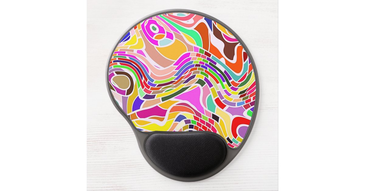 Colorful Abstract Art, Colorful Shapes White Lines Gel Mouse Pad | Zazzle